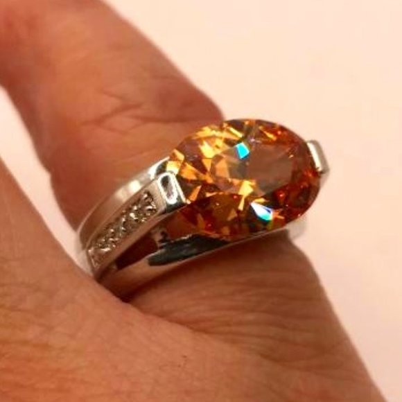 Silverlux | Jewelry | Silverlux Silvertone Faceted Glass Gem Pinky Ring ...